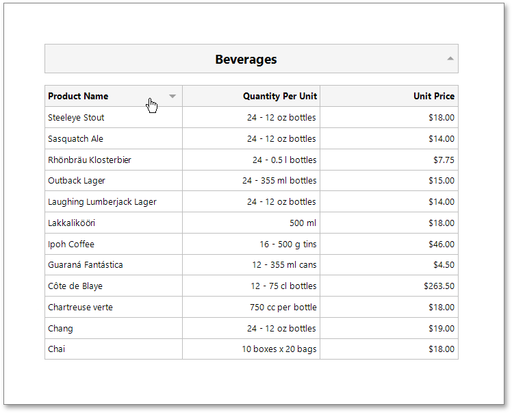 Designing Reports > Provide Interactivity > Sort a Report in Print Preview